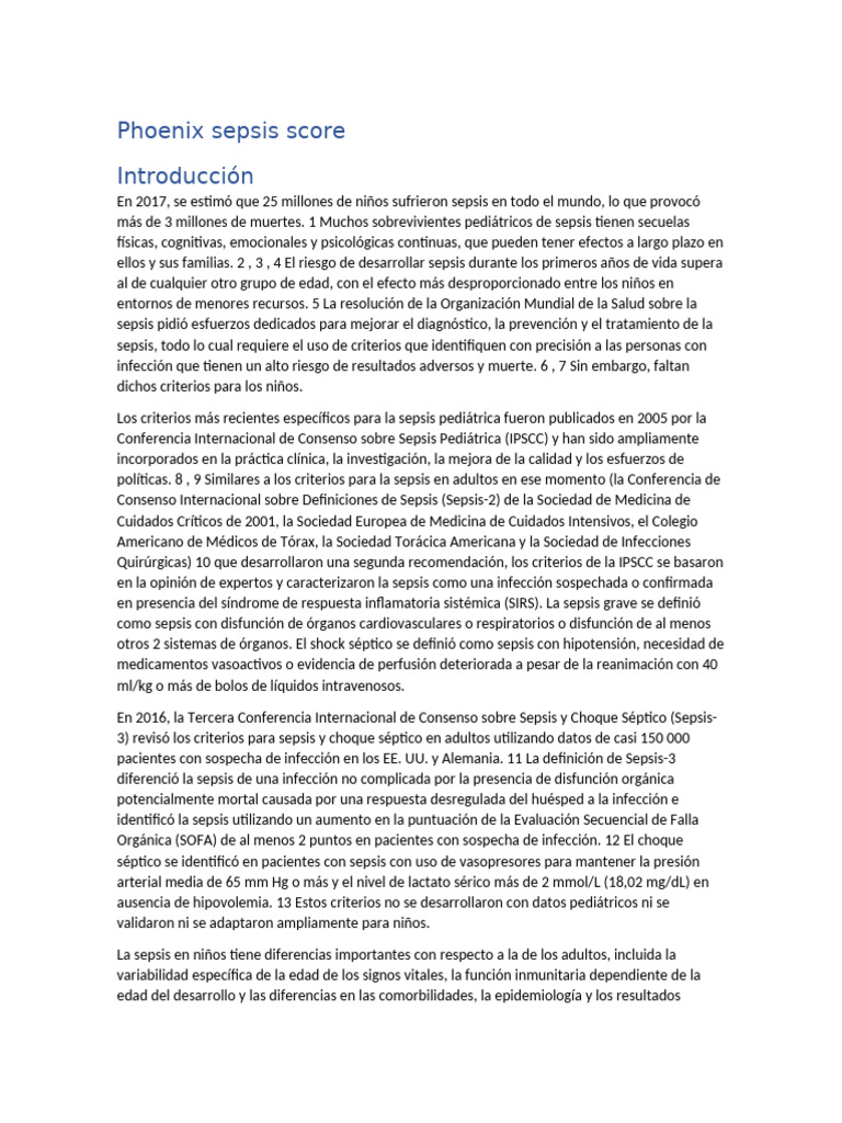 Phoenix Sepsis Score | PDF