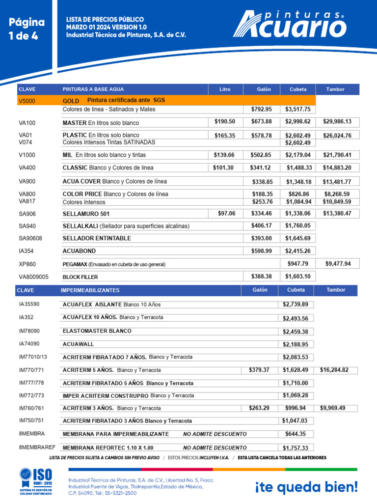 Lista Precio PUBLICO MARZO 01 2024 Version 1.0 | PDF