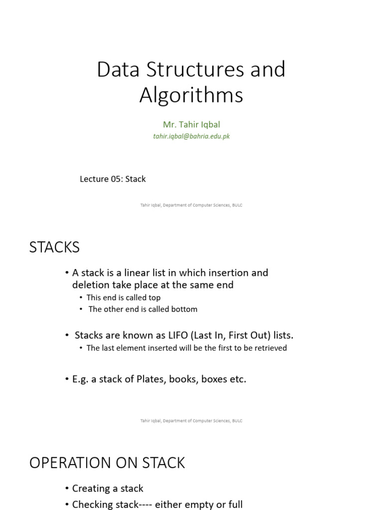 Lecture No.05 - Stack | PDF | Software Development | Teaching Methods & Materials