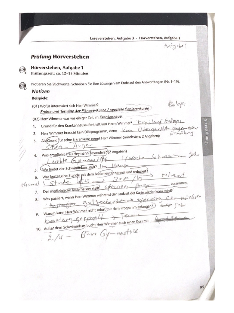 Leseverstehen, Aufgabe 3 | PDF