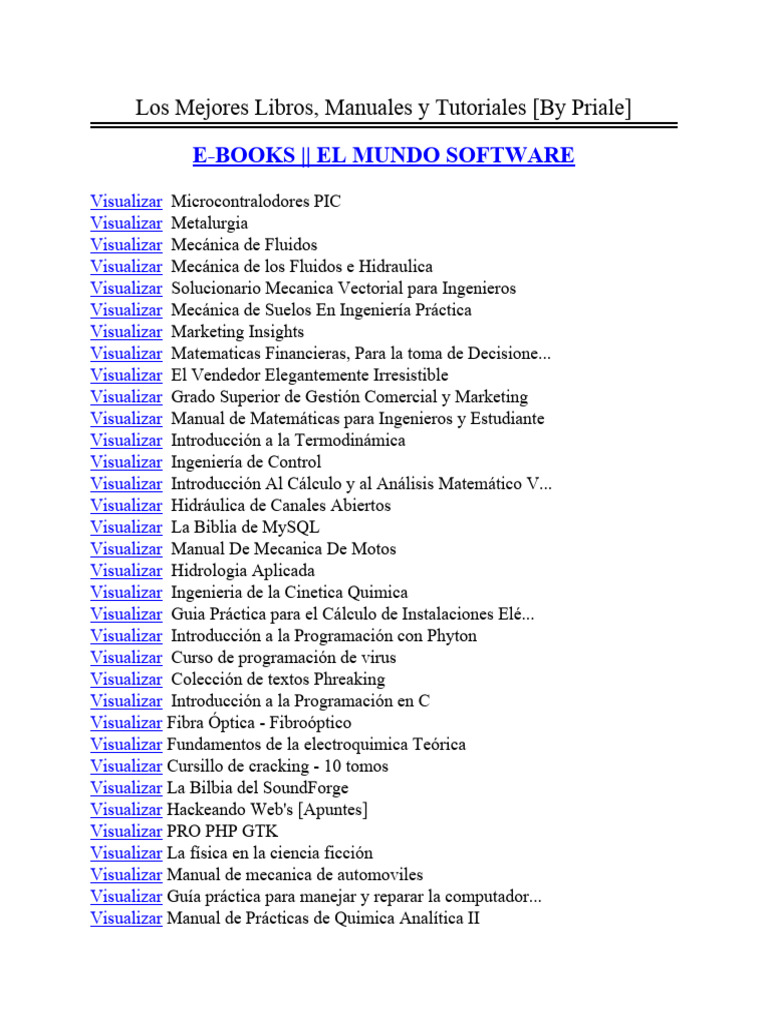 Los Mejores Libros Manuales y Tutoriales | PDF