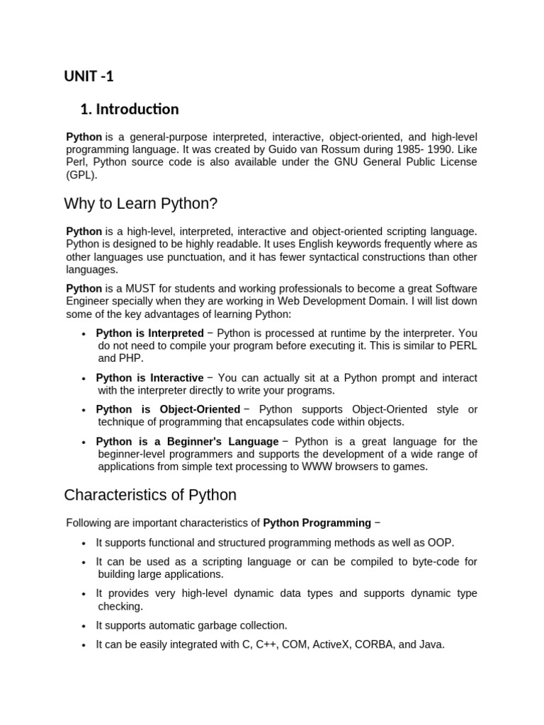Python notes unit 1 and 2 (1) | PDF Python notes unit 1 and 2 (1) | PDF