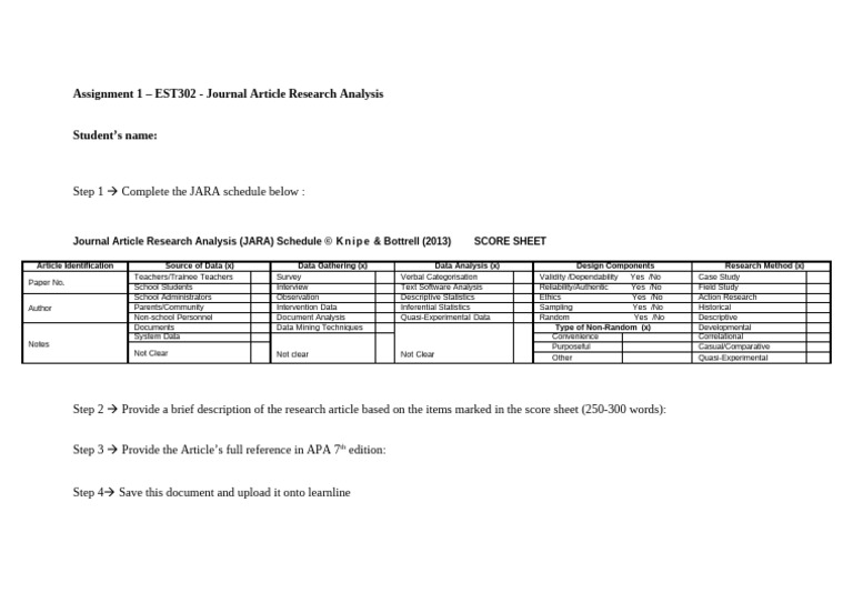JARA Scoresheet | PDF