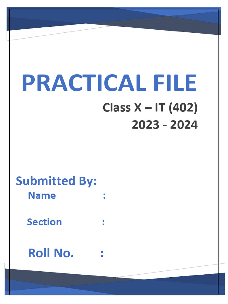 Class X - I.T Practical File (2023-24) | PDF