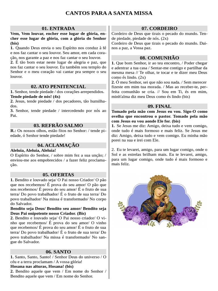 Cantos para A Missa 6 - Nilza | PDF