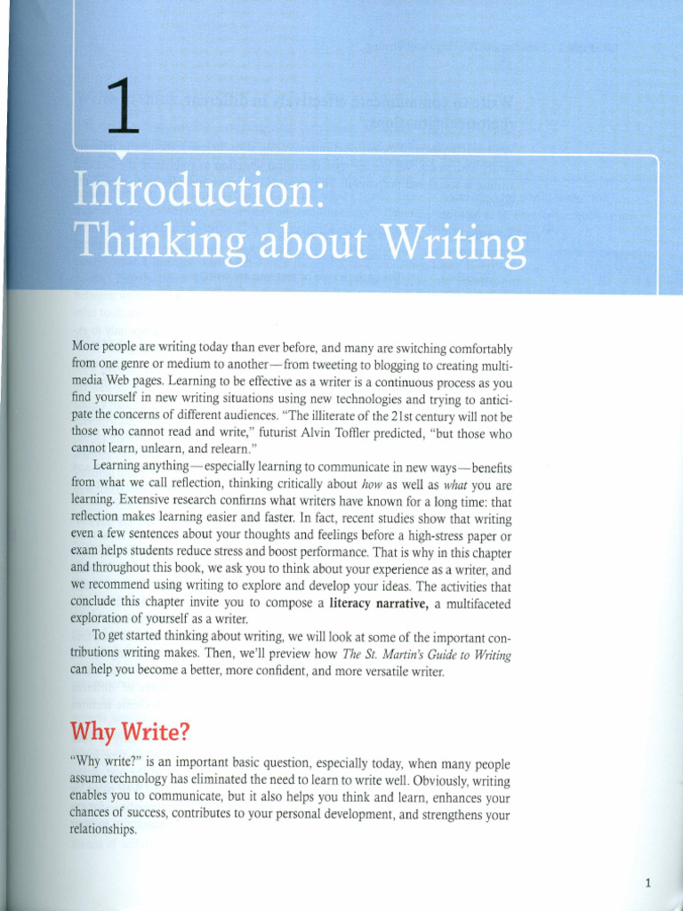 Chapter One Thinking About Writing | PDF