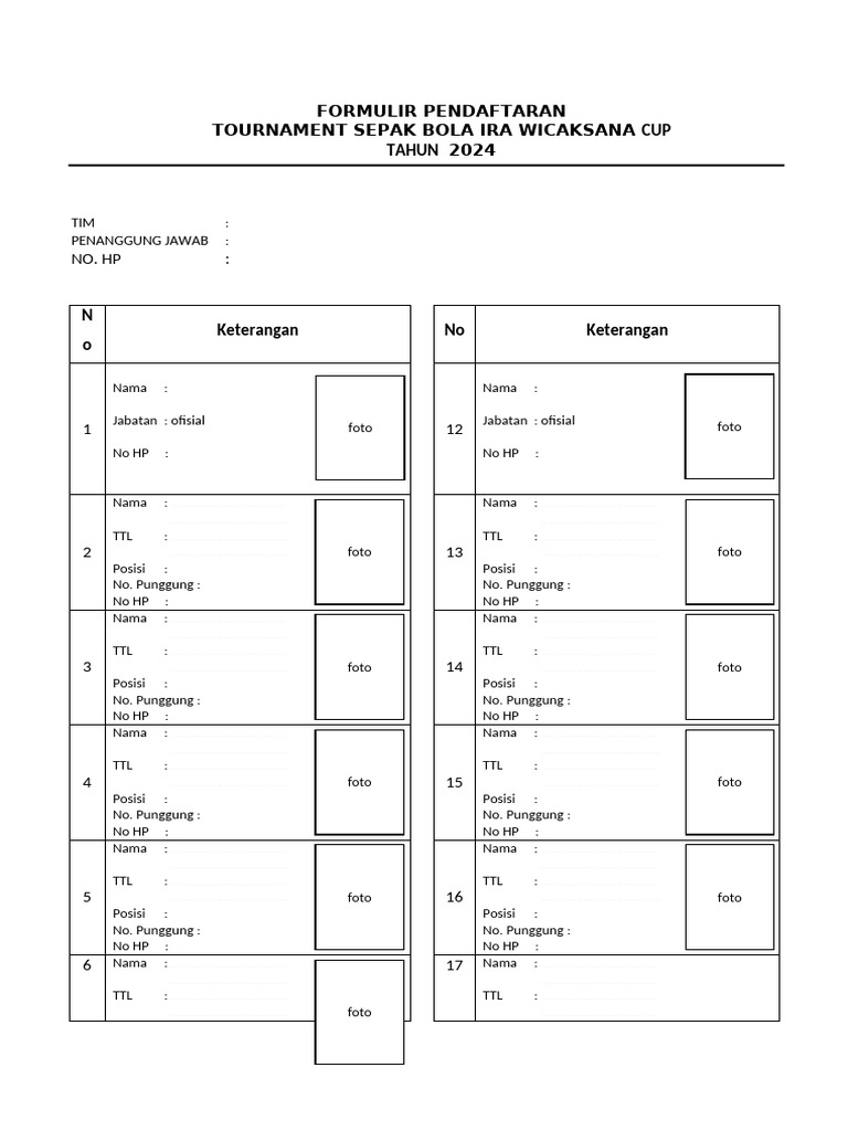 Formulir Pendaftaran Fix | PDF