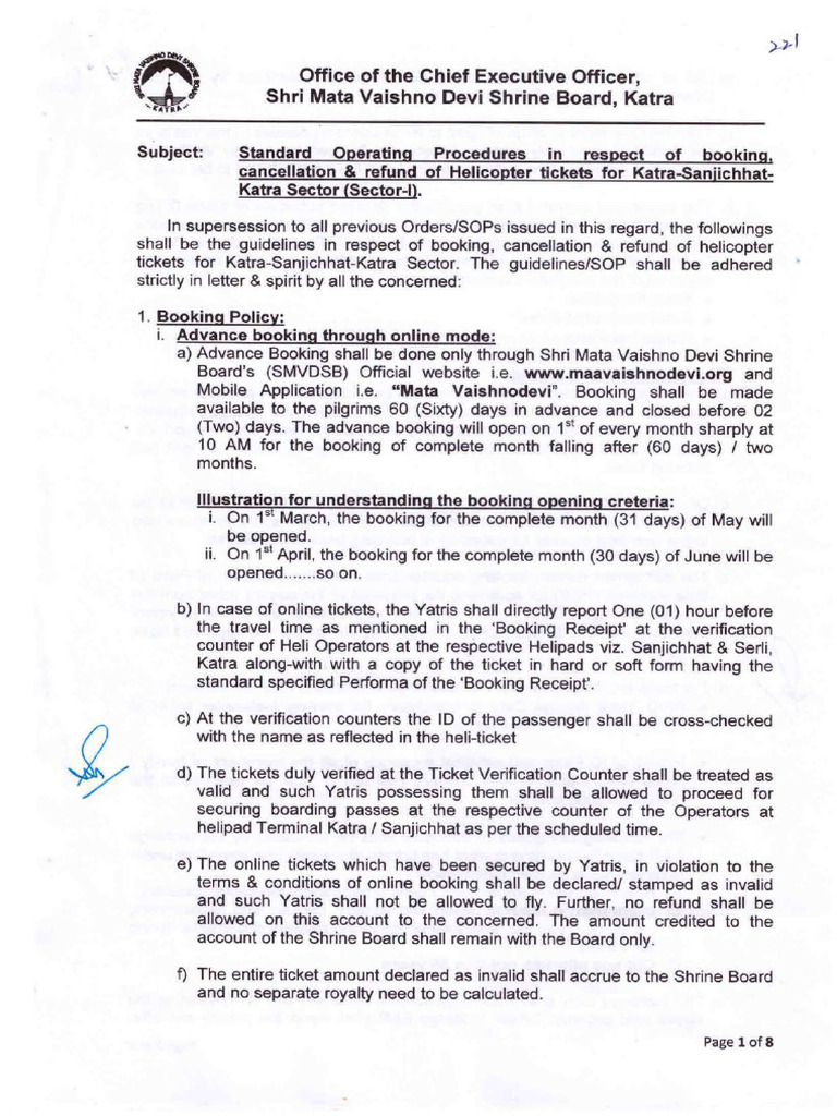 SOP Helicopter Sector-I | PDF