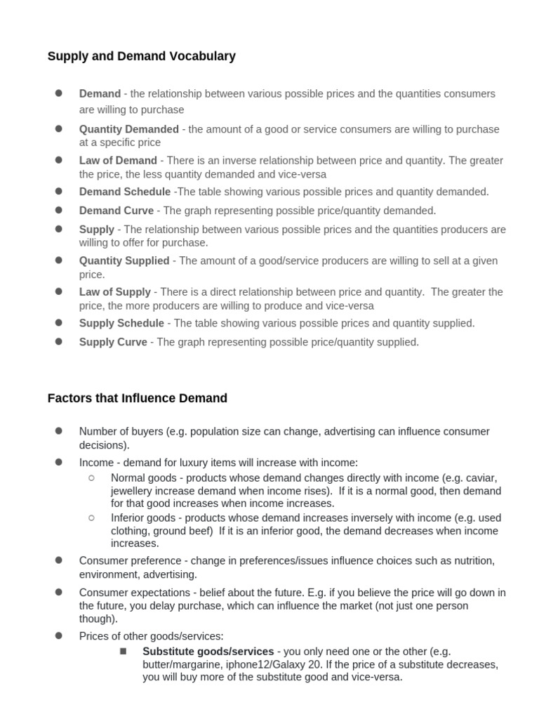 Supply and Demand Notes | PDF