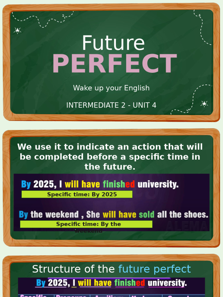 Presentación Inglés - Intermedio 2 Future Perfect and Future Continuous | PDF