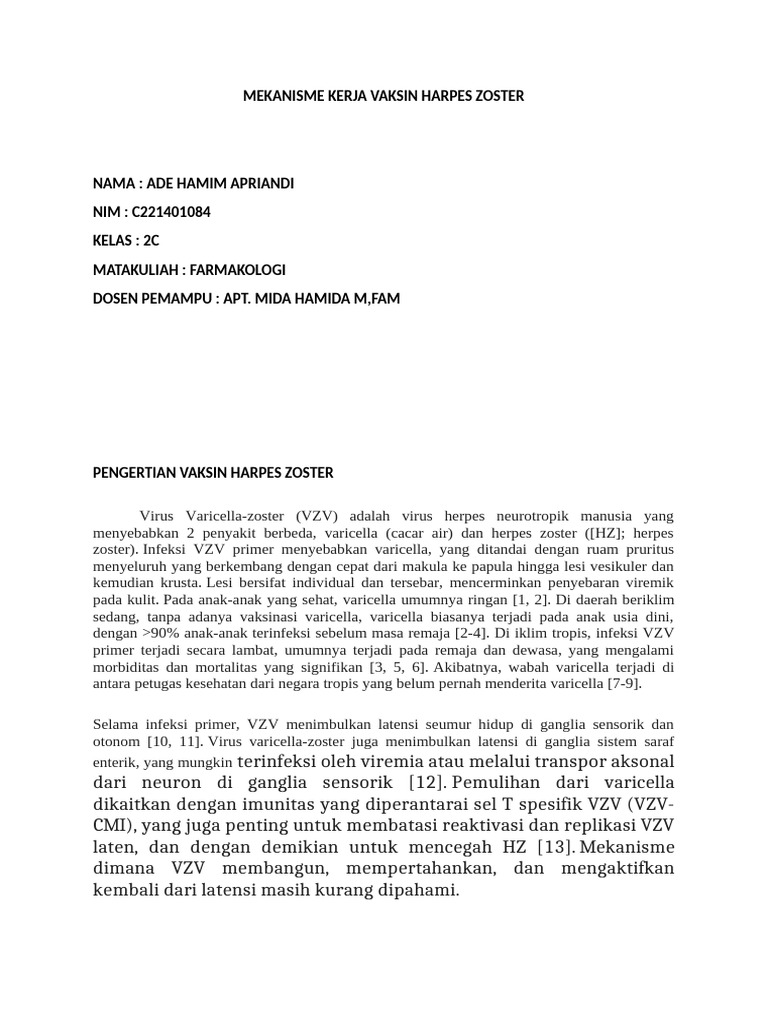 Mekanisme Kerja Vaksin Ade Hamim Apriandi | PDF