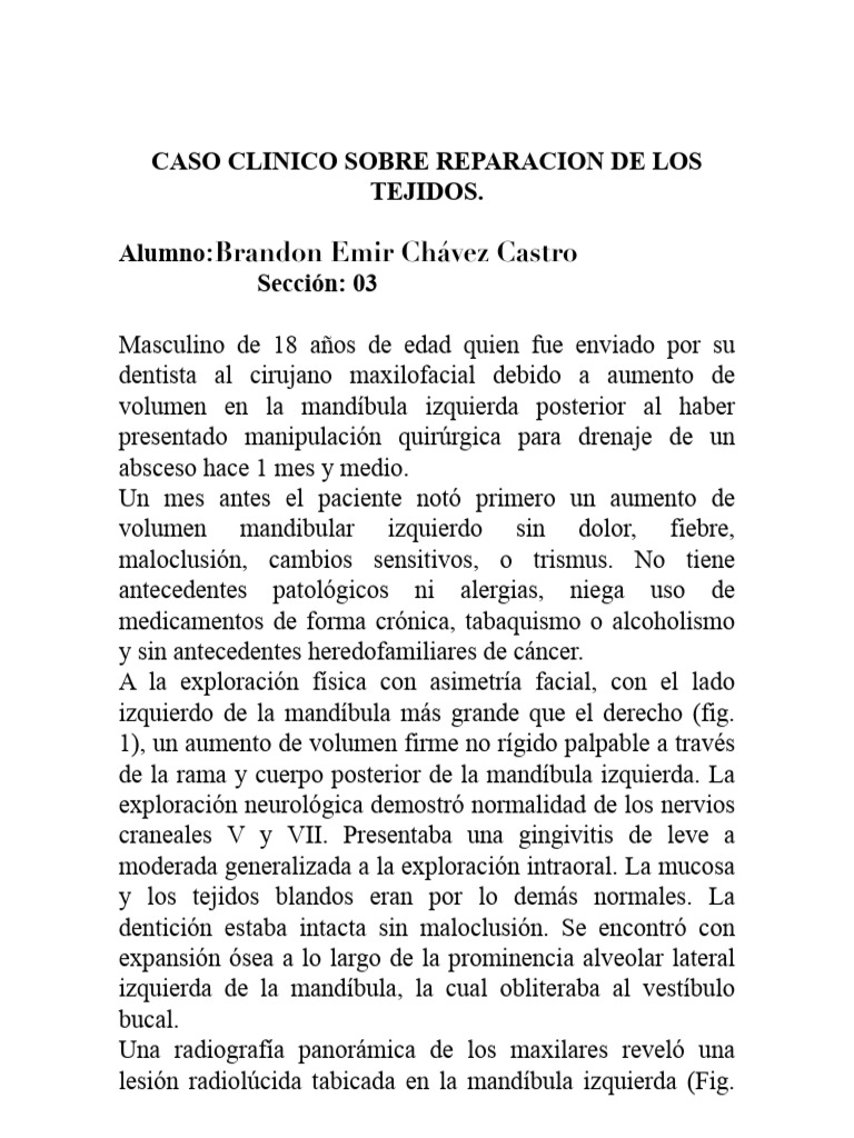 Caso Clinico Sobre Reparacion de Los Tejidos Sebas | PDF | Ciencias de la Salud | Causas de la ...