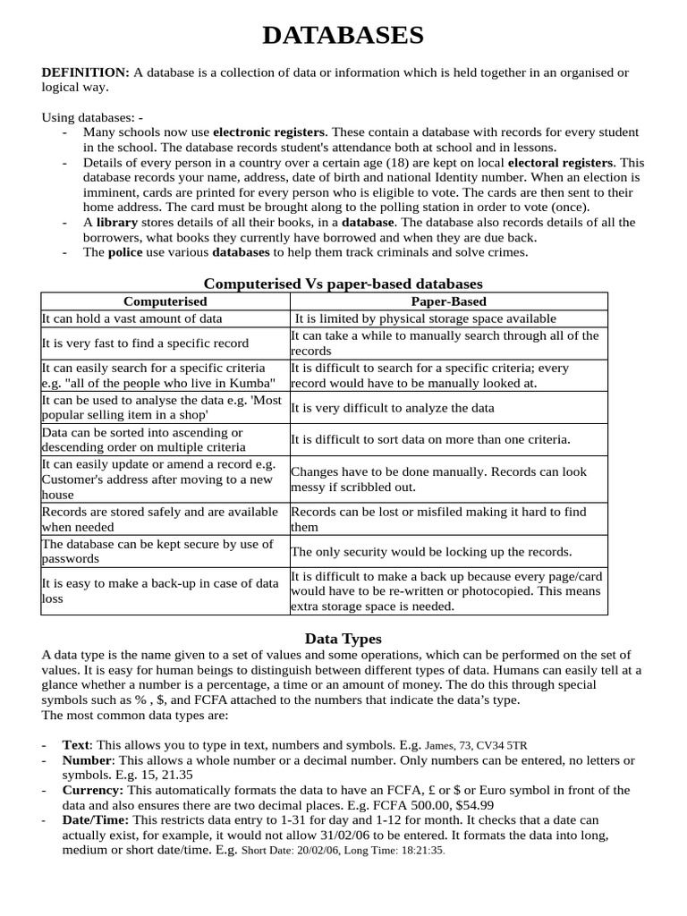 Databases Notes | PDF