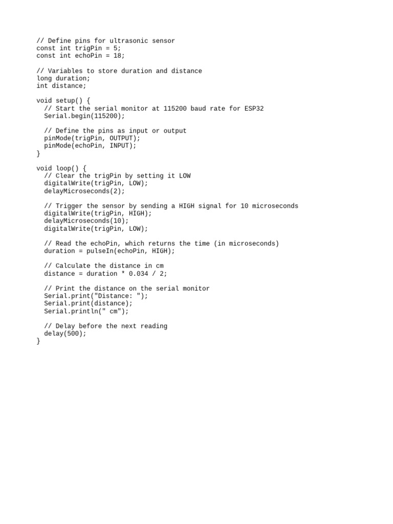 Ultrasonic Sensor Codes | PDF