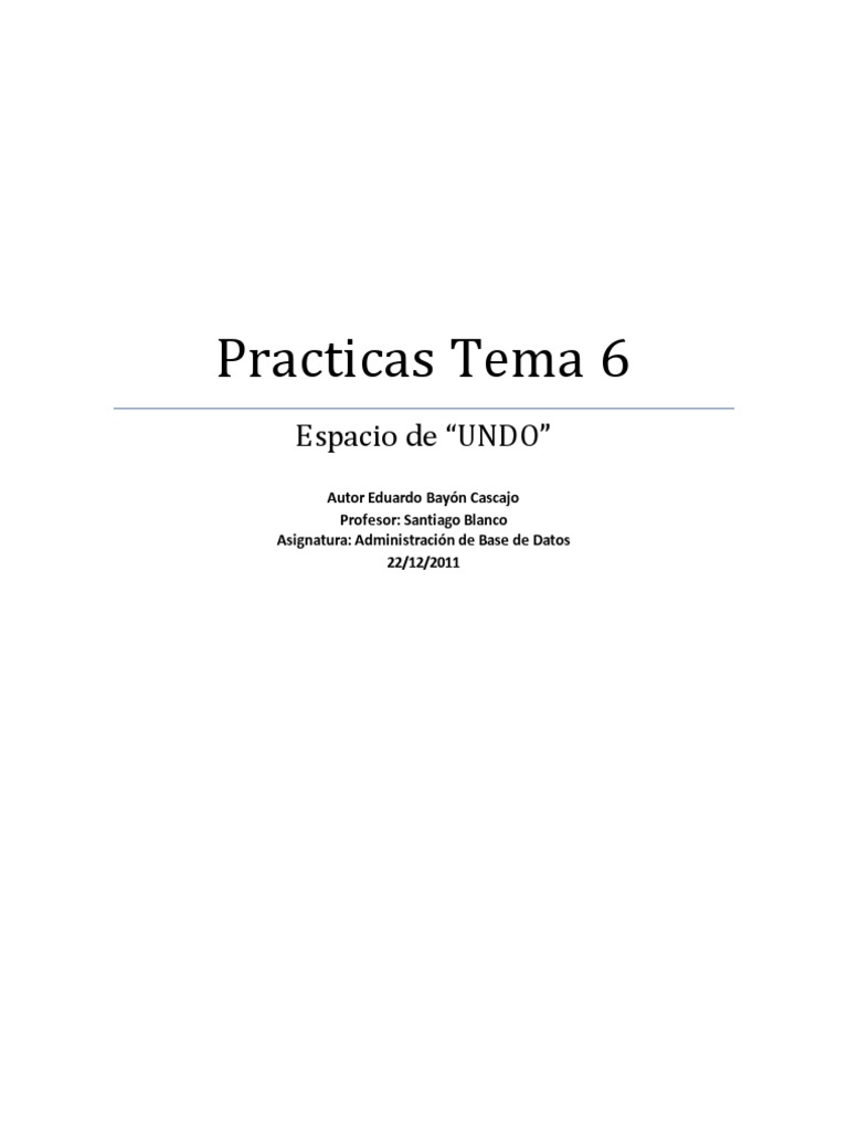 Administración de Espacio Undo en Oracle 10g | PDF | Oracle Corporation ...