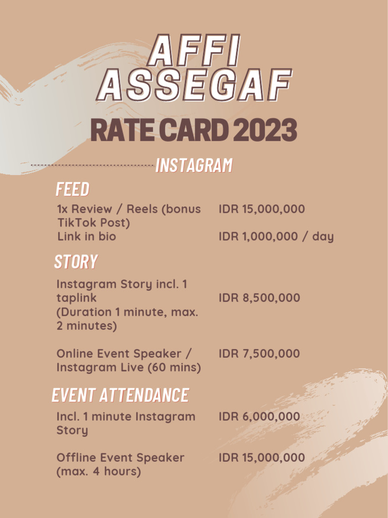 Rate Card Affi Assegaf 2023 - Updated Oct | PDF