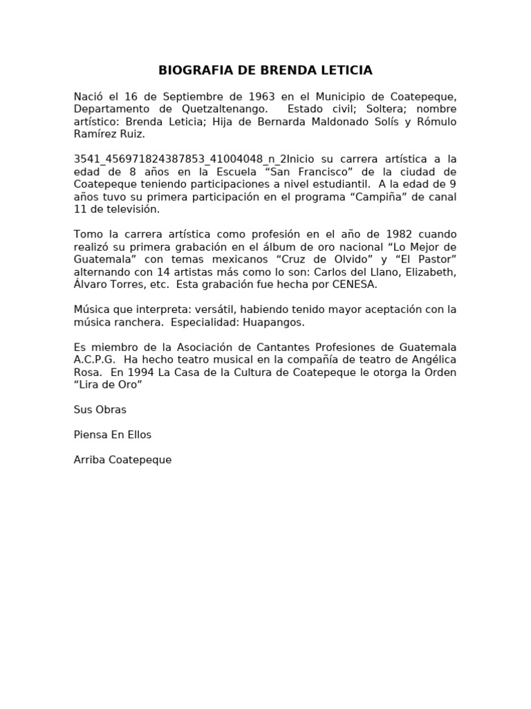 BIOGRAFIA DE BRENDA LETICIA | PDF