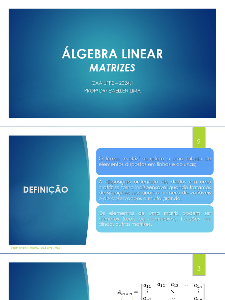 -Lgebra Linear - Aula 1 - Matrizes | PDF