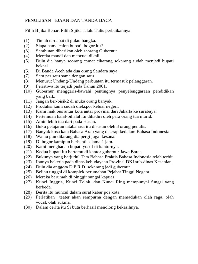 Latihan 2 Ejaan Dan Tanda Baca 2 | PDF