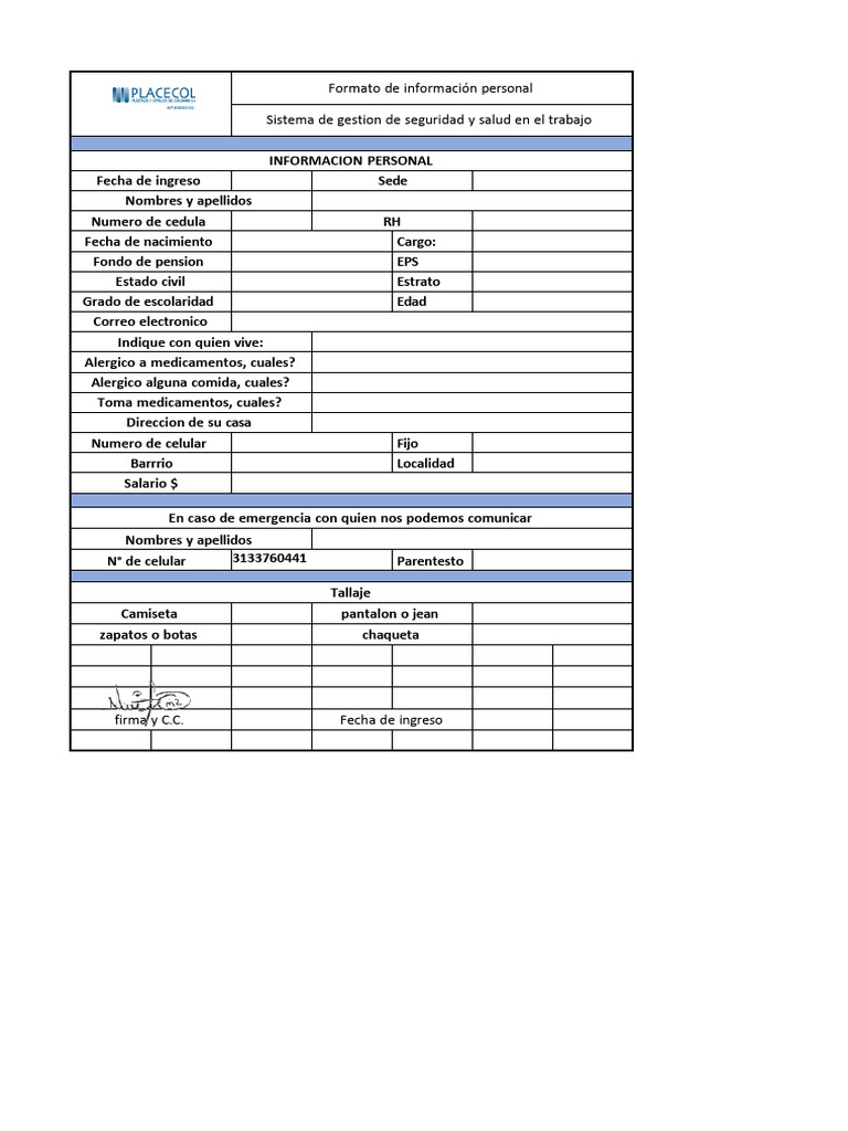 Formato de Placecol (1) - 1 | PDF