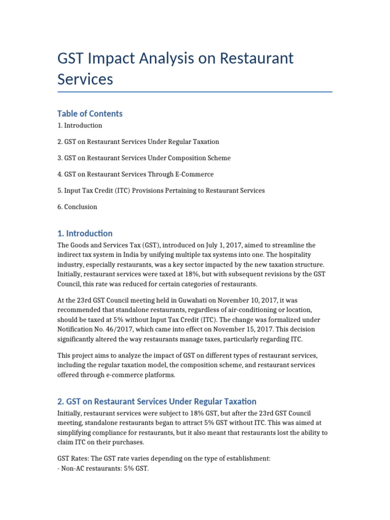GST Impact Analysis Report 1 | PDF