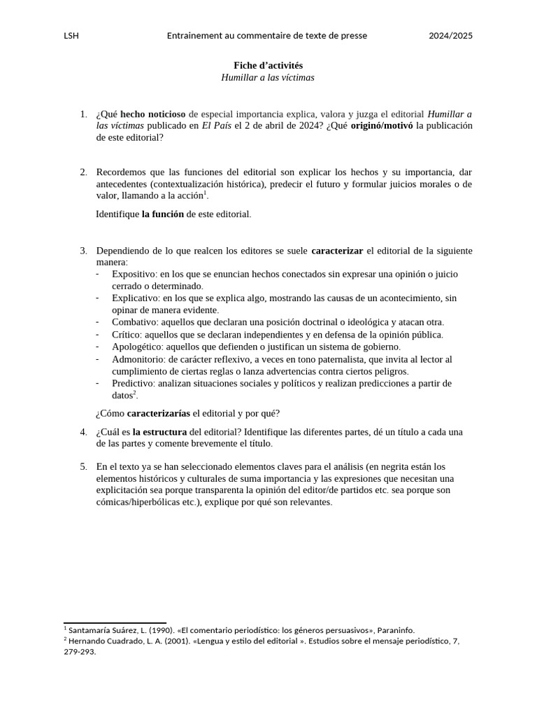 Fiche D'activités. Humillar A Las Víctimas, Abril de 2024 | PDF