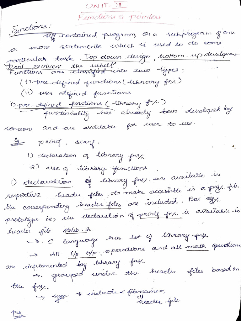 Unit 3 Functions and Pointers | PDF