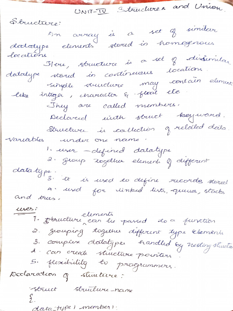 Unit 4 Structure and Union | PDF