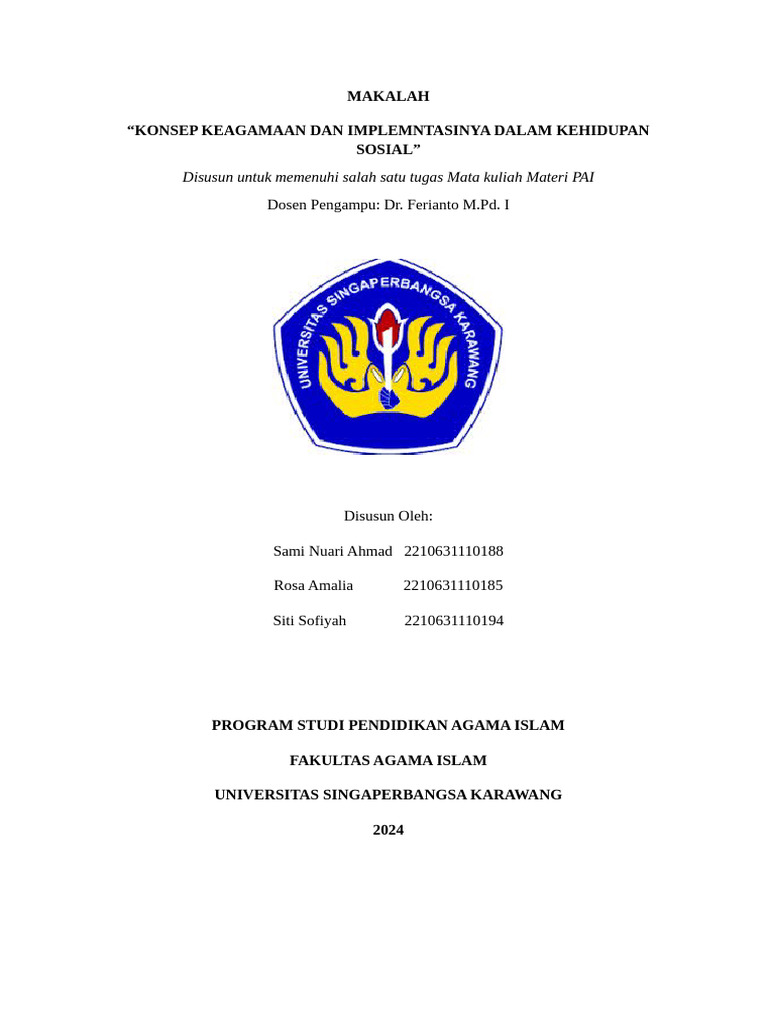 Konsep Keagamaan Dan Implemntasinya Dalam Kehidupan Sosial 1 | PDF