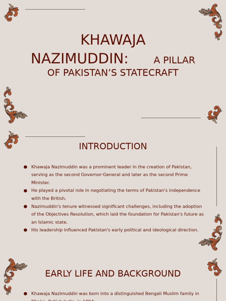 Khawaja Nazimuddin - A Pillar of Pakistan's Statecraft | PDF