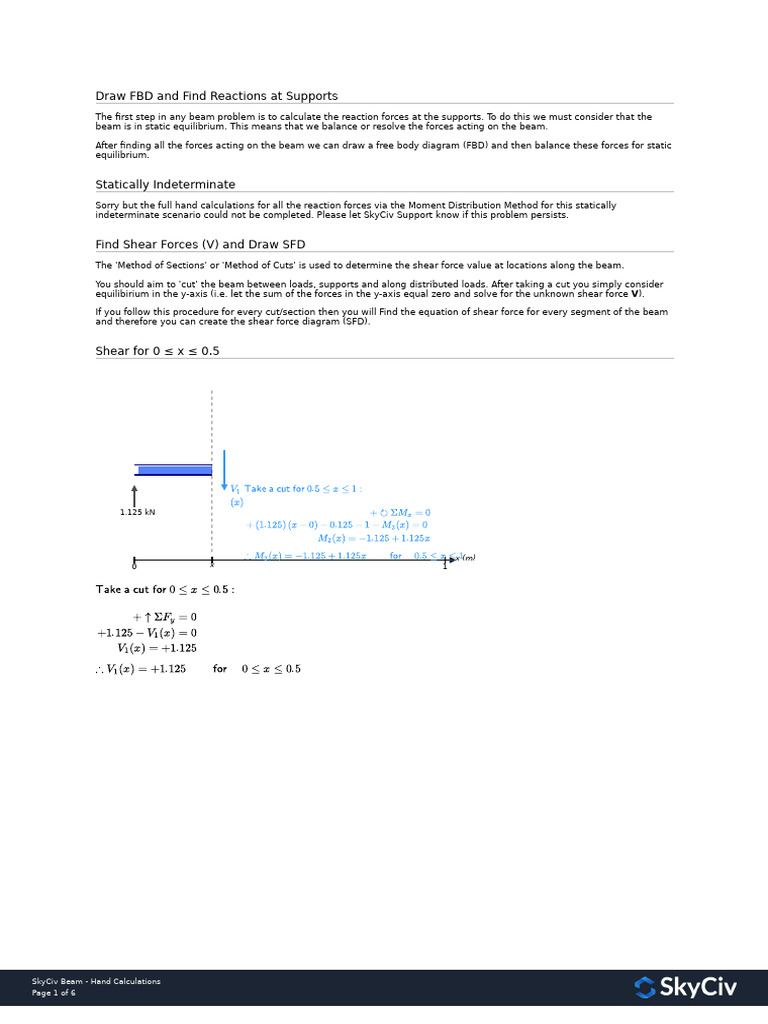 SkyCiv Beam - Hand Calculations - UOgtLHKNDiBWG49Uh6ctlIlIg661EKmX | PDF