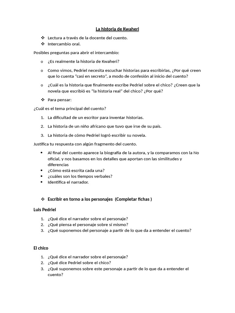 La Historia de Kwaheri | PDF | Cuentos
