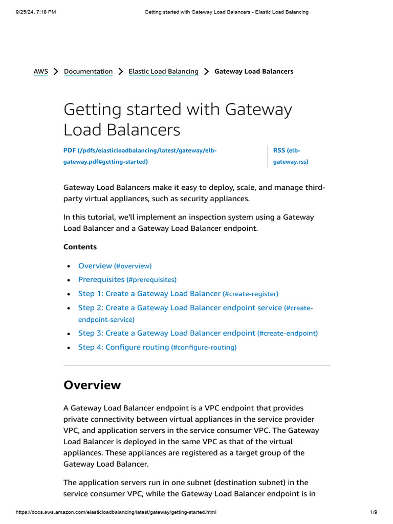 Getting started with Gateway Load Balancers - Elastic Load Balancing | PDF Getting started with Gateway Load Balancers - Elastic Load Balancing | PDF