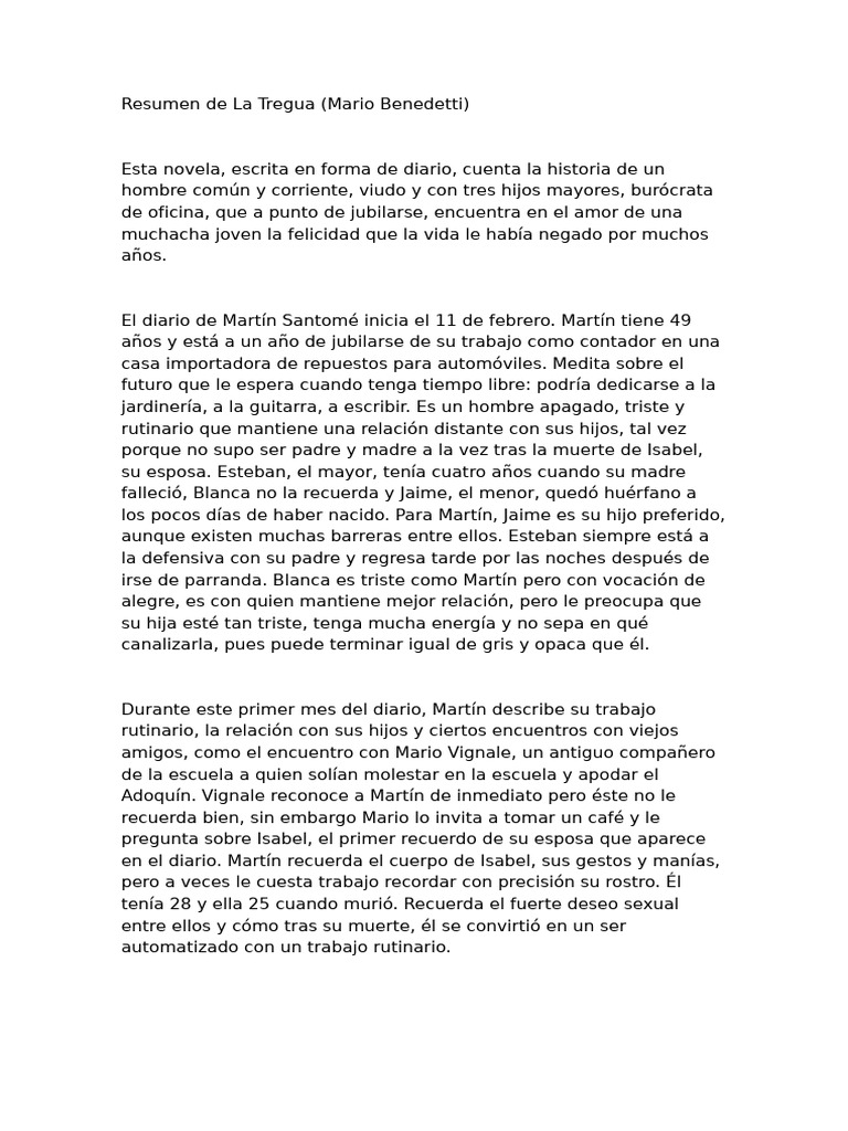 Resumen de "La Tregua" de Benedetti | PDF