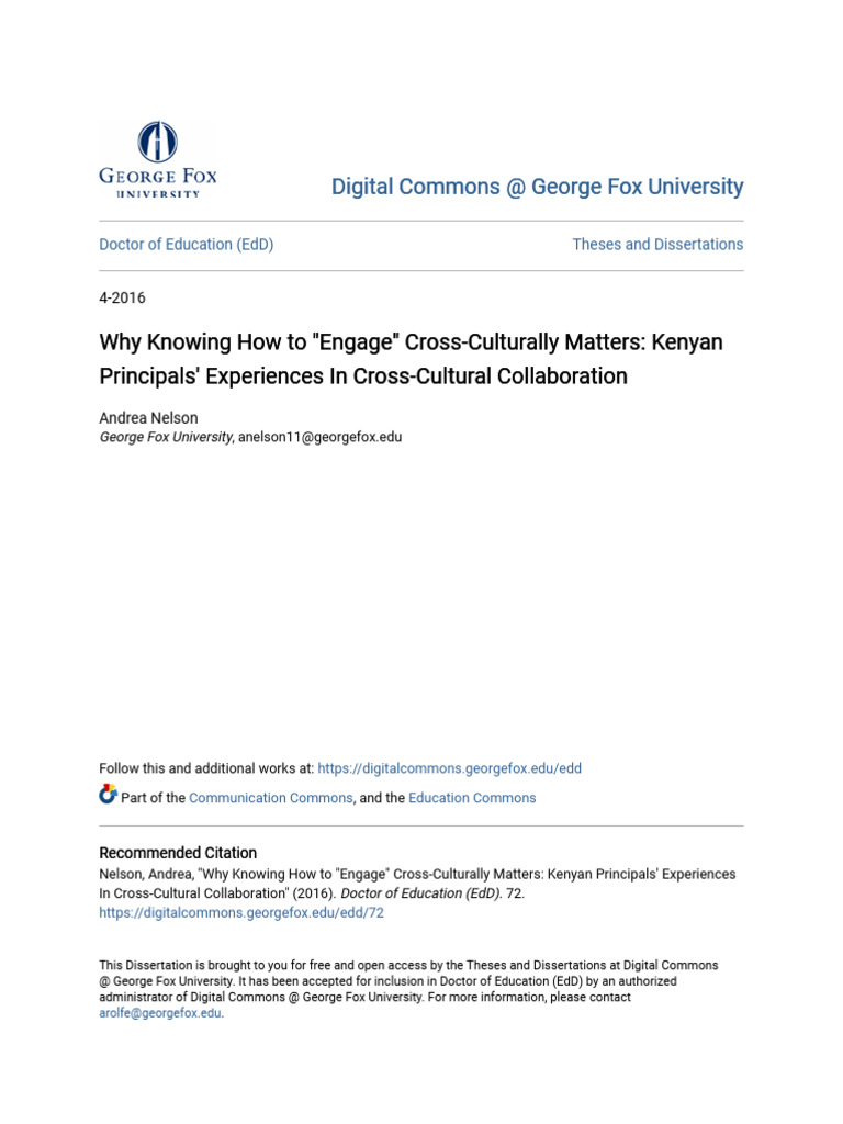 Why Knowing How To Engage Cross-Culturally Matters - Kenyan Prin | PDF