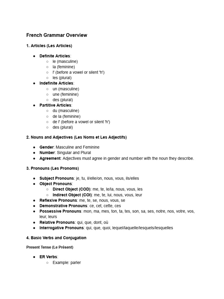 French Grammar Basics | PDF