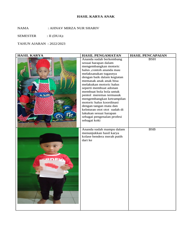Hasil Karya Anak KB | PDF