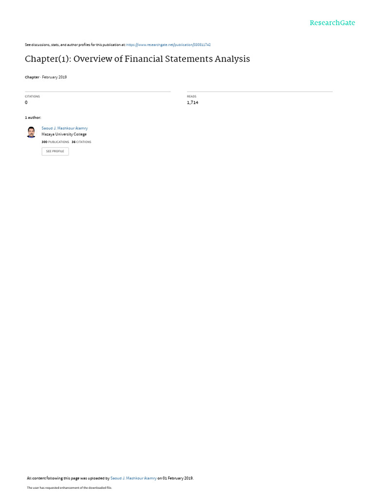 Chapter1 Overview of Financial Statements Analysis | PDF
