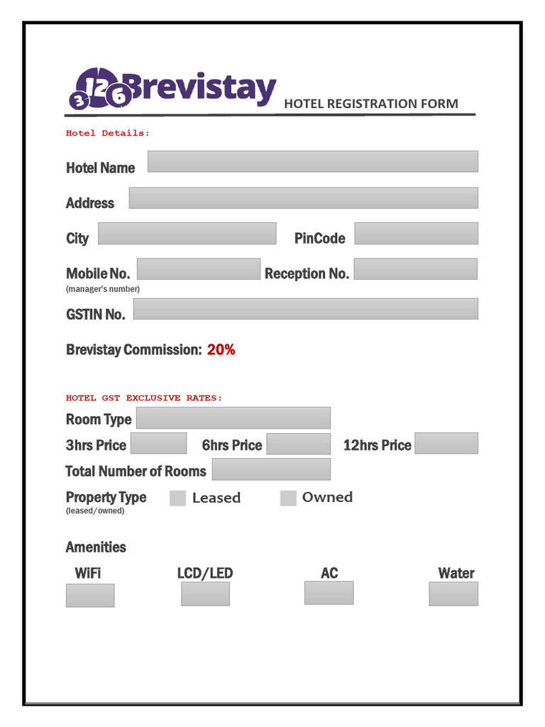 Hotel Registration Form | PDF