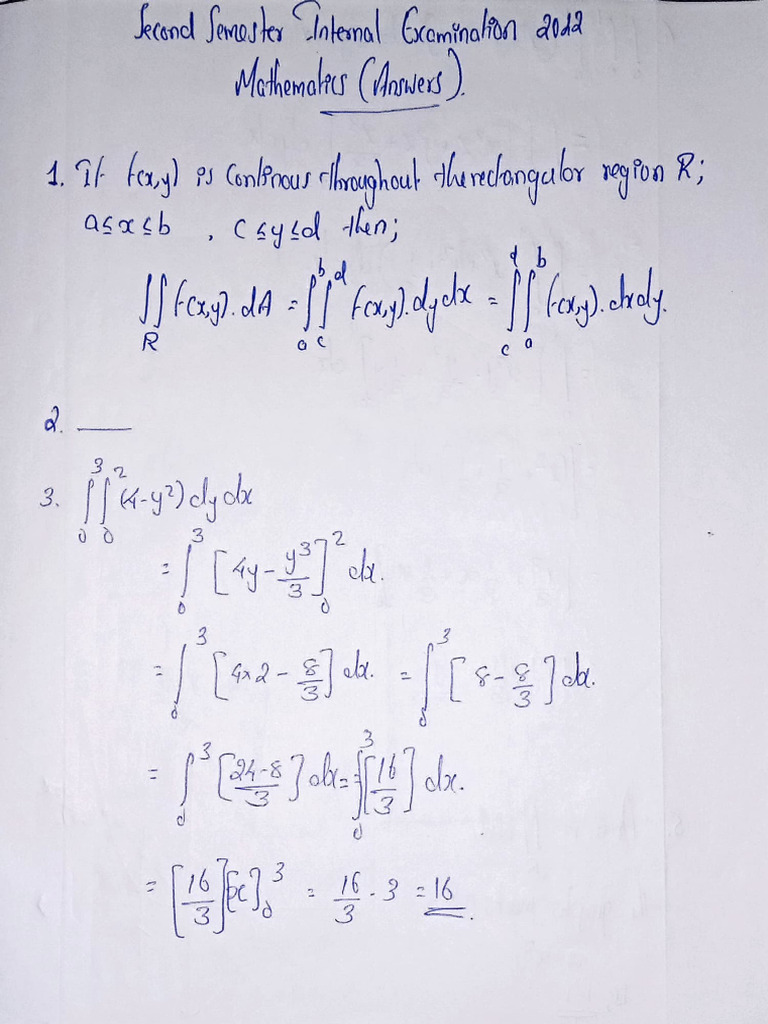 2nd Sem Maths Internal | PDF