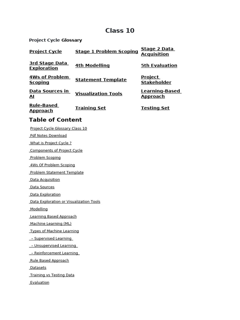 Class 10 Project Cycle | PDF | Machine Learning | Cognitive Science