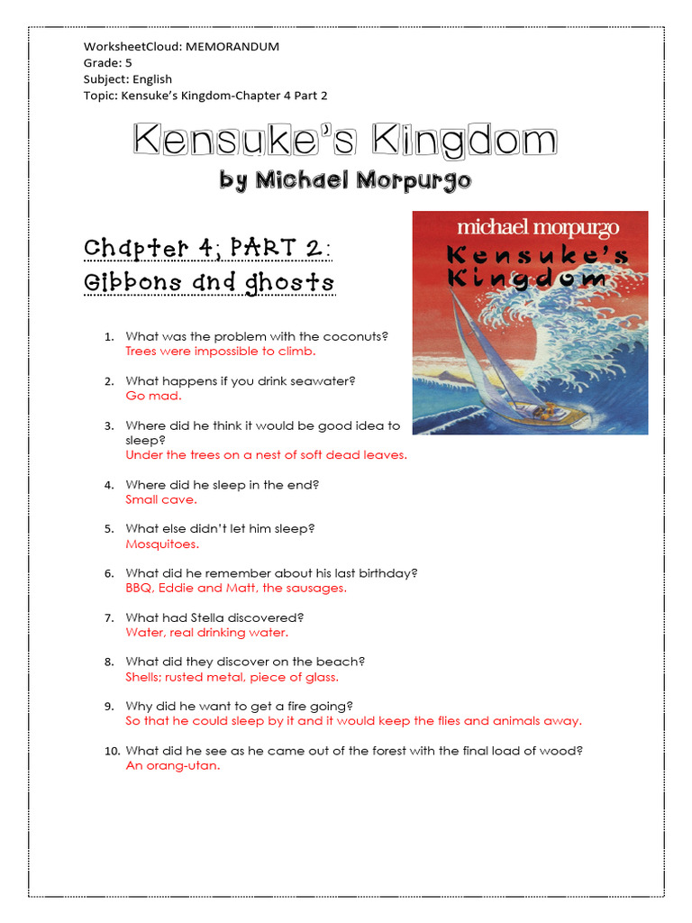 WSC Gr5 Eng Kensukes Kingdom Chapter 4 Part 2 Ws1 Memo1 PDF | PDF