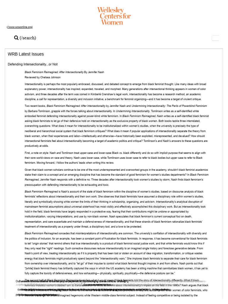 Defending Intersectionality... or Not - Wellesley Centers For Women | PDF