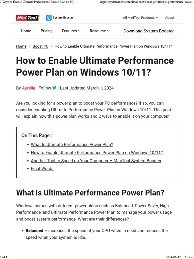 2 Ways To Enable Ultimate Performance Power Plan On PC | PDF