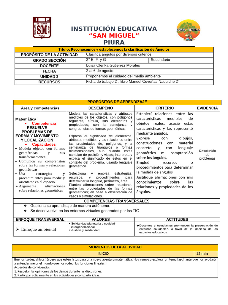 Sesion 7 Angulos | PDF | Geometría | Ángulo