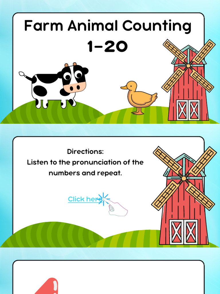 Colorful Farm Animal Counting 1-20 Education Presentation | PDF
