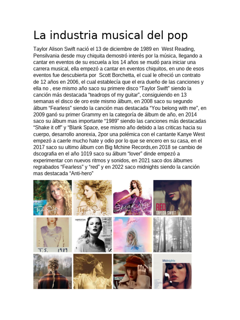 Evolución de Taylor Swift en el pop | PDF | Arte