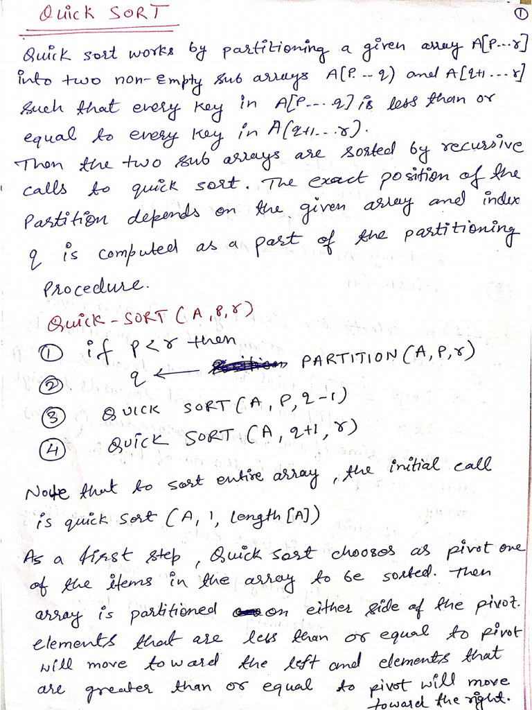 Unit 1 - Quick Sort | PDF