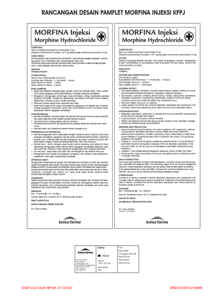 MORFINA Injeksi MORFINA Injeksi: Morphine Hydrochloride Morphine ...