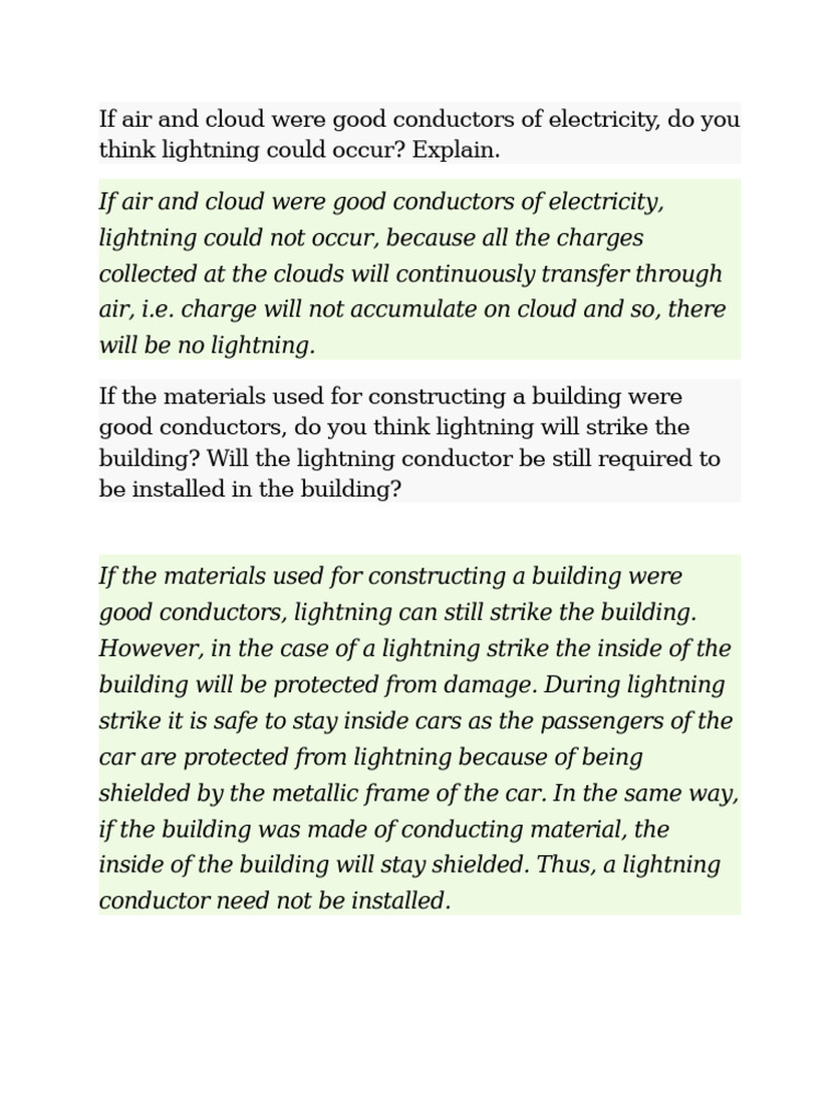 If Air and Cloud Were Good Conductors of Electricity | PDF